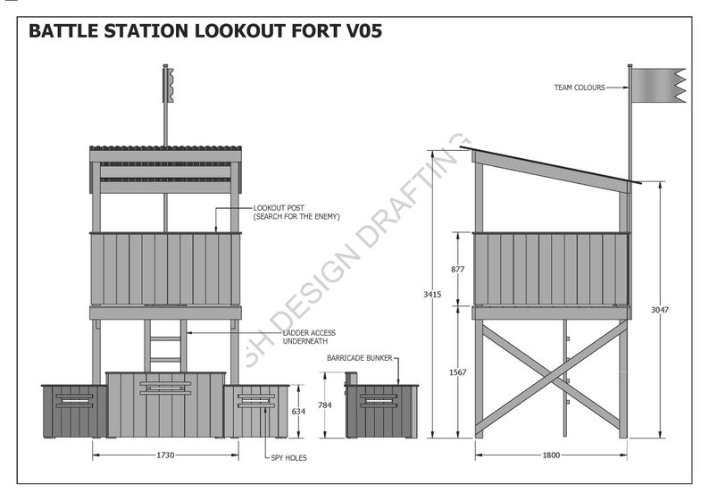 Cubby House - Playhouse Treehouse Combat Fort V05 With Bunker Barricade ...