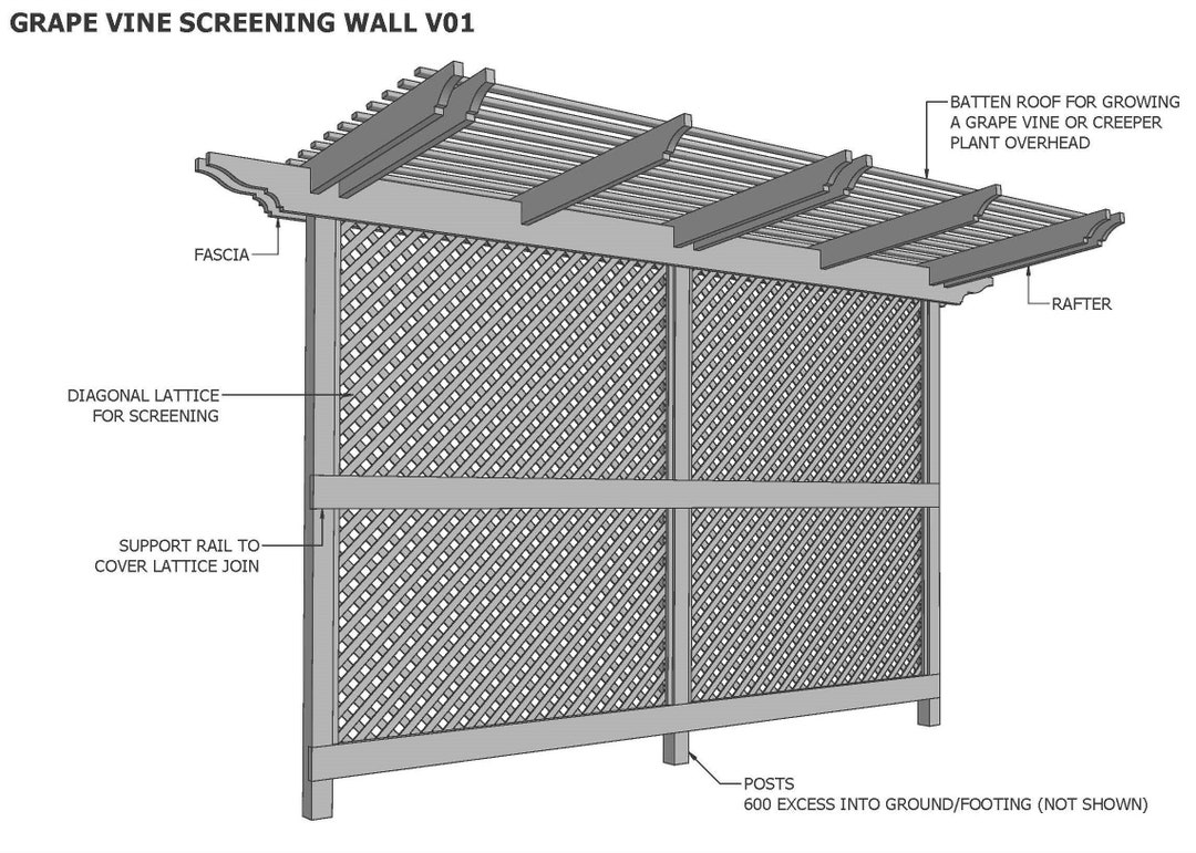 Grape Vine Lattice Wall or Outdoor Privacy Screening (imperial ...
