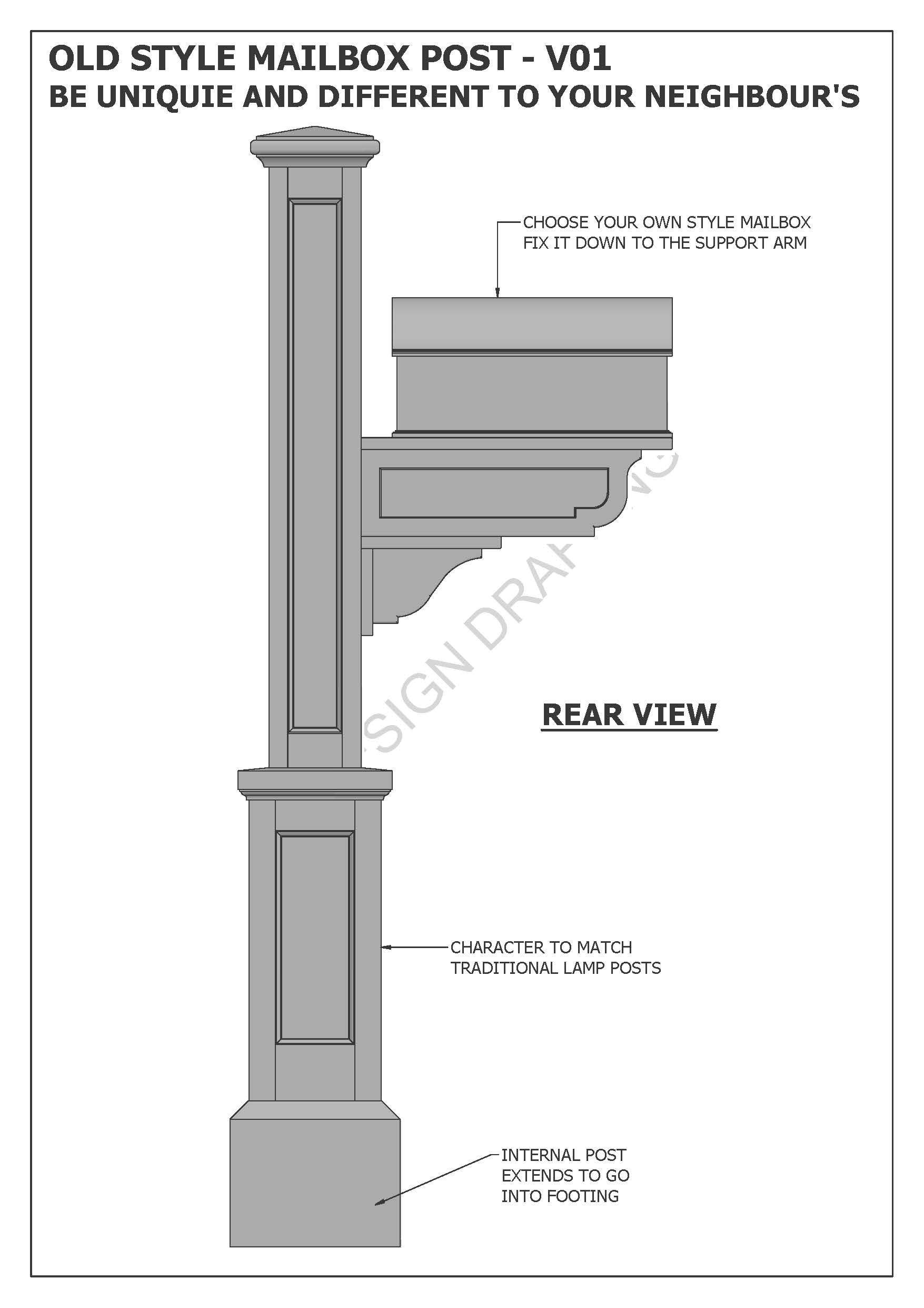 Old Style Mailbox Letter Box Post V01 - Build and Save - Building Plans ...