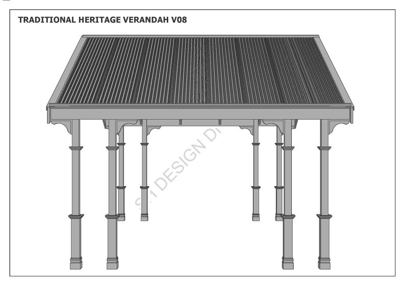 Traditional Heritage Carport / Verandah - V08 - Full Building Plans in ...