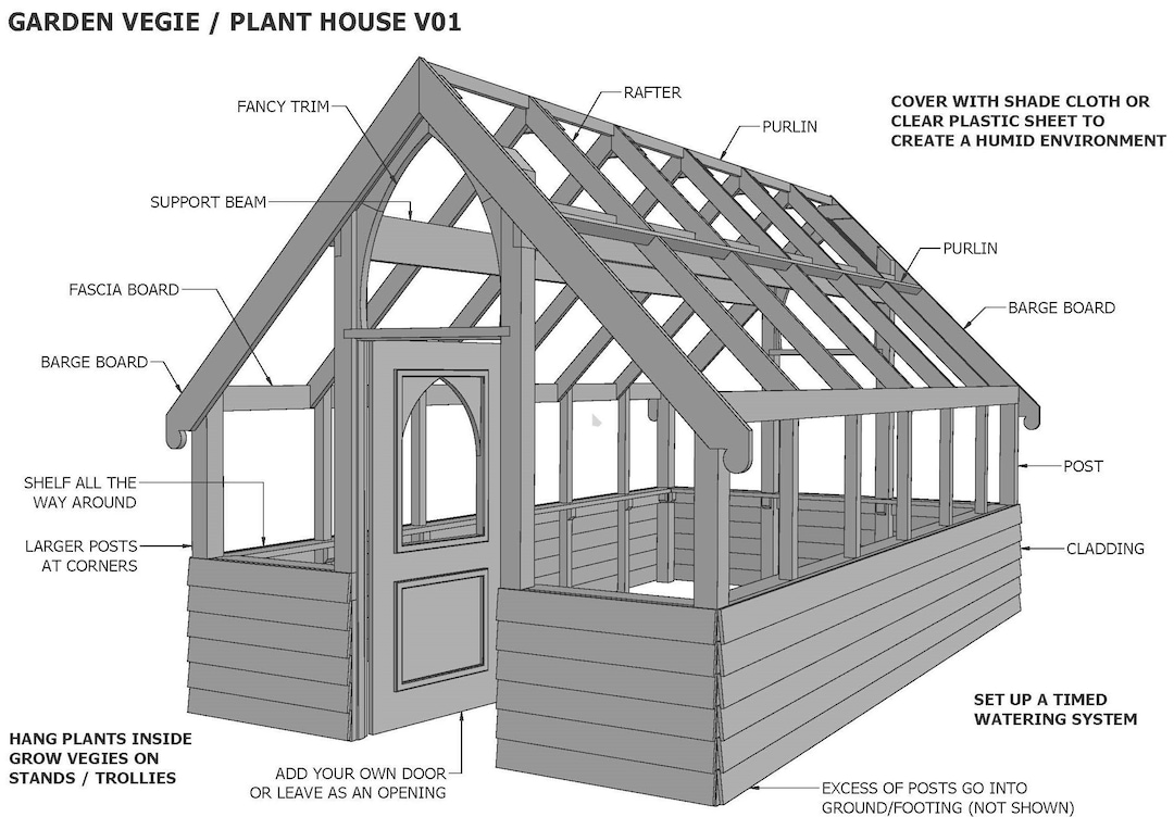 Greenhouse Garden House V01 - Grow Veggies and Plants - Building Plans ...