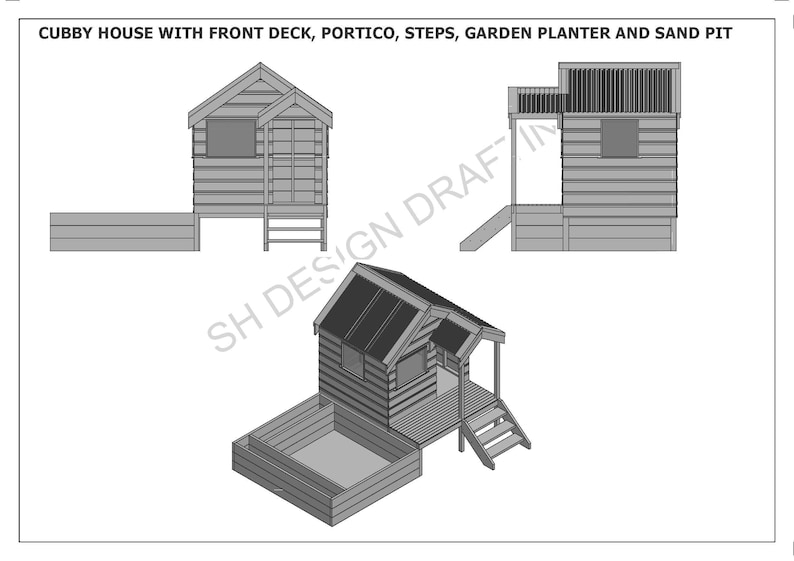 Cubby House - Playhouse With Fort & Sand Pit Combination - Building ...
