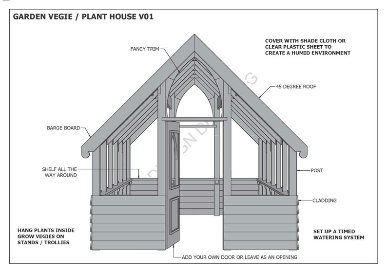 Greenhouse Garden House V01 - Grow Veggies and Plants - Building Plans ...