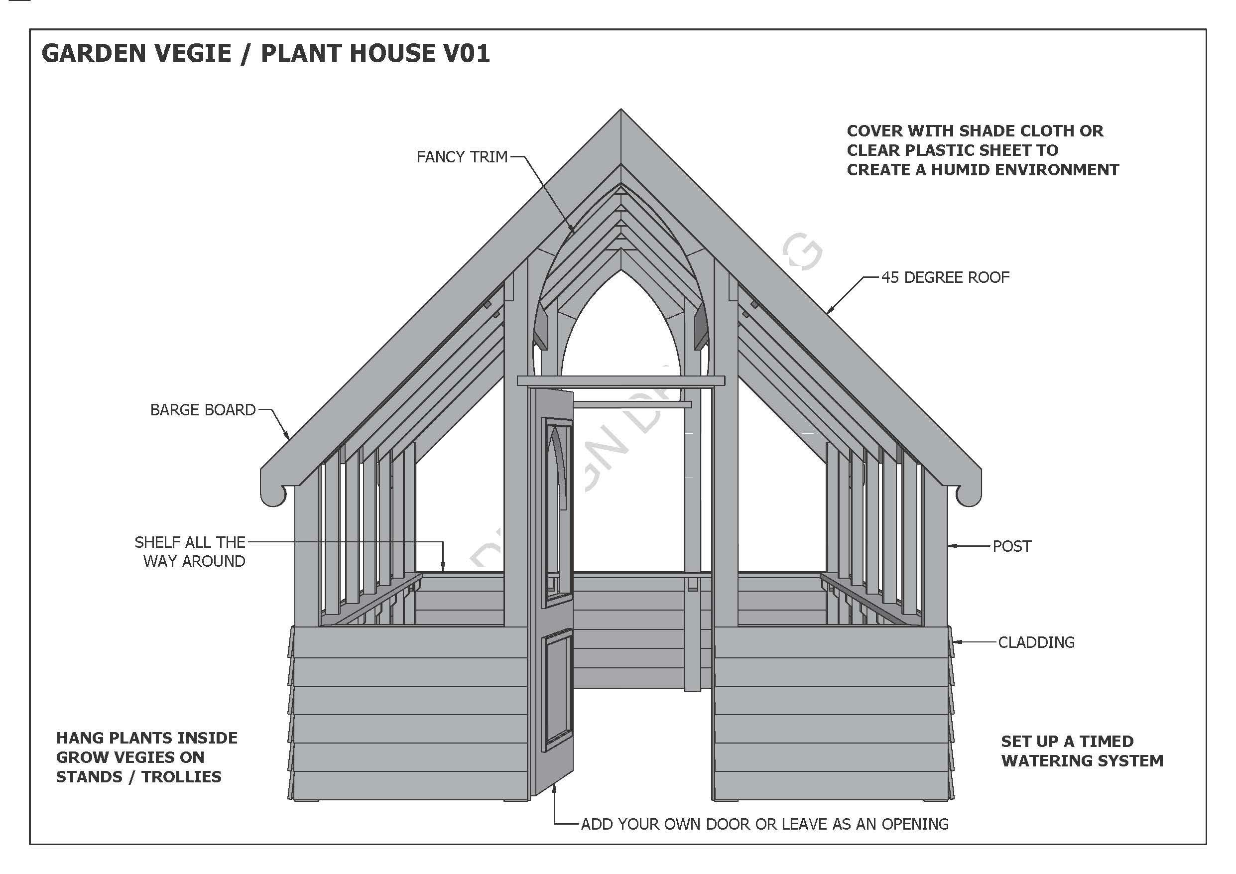 Greenhouse Garden House V01 - Grow Veggies and Plants - Building Plans ...