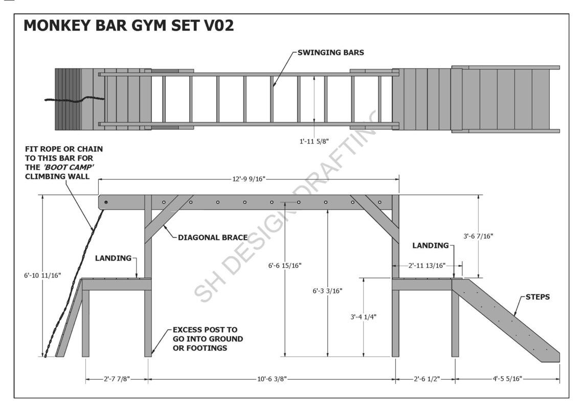 Kids Play Gym / Monkey Bars / Gym Set V1 - Add to Your Playhouse ...