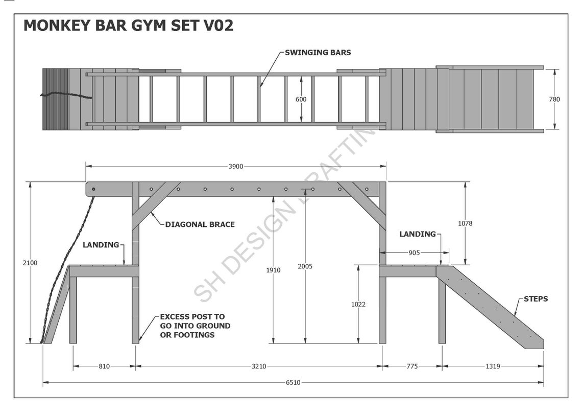 Kids Play Gym / Monkey Bars / Gym Set V1 - Add to Your Playhouse ...