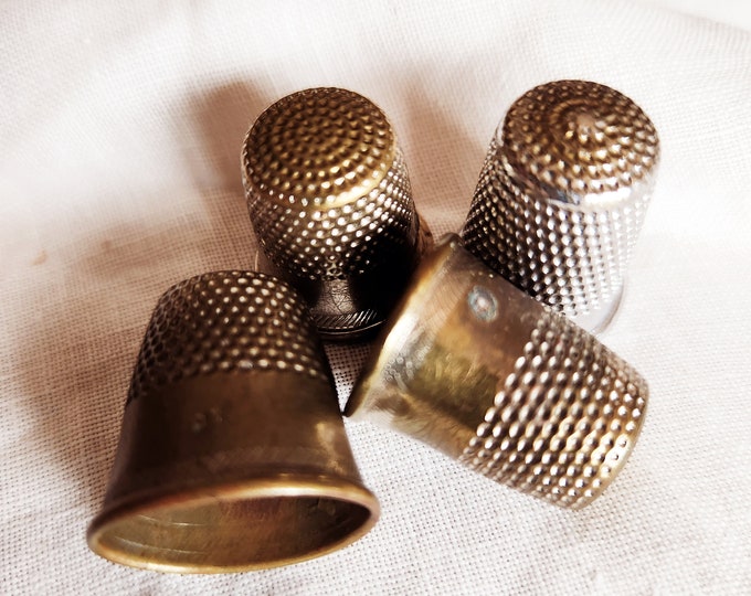 Antique Vintage Brass Silver Metal Sewing Thimbles Set of 4 - Etsy