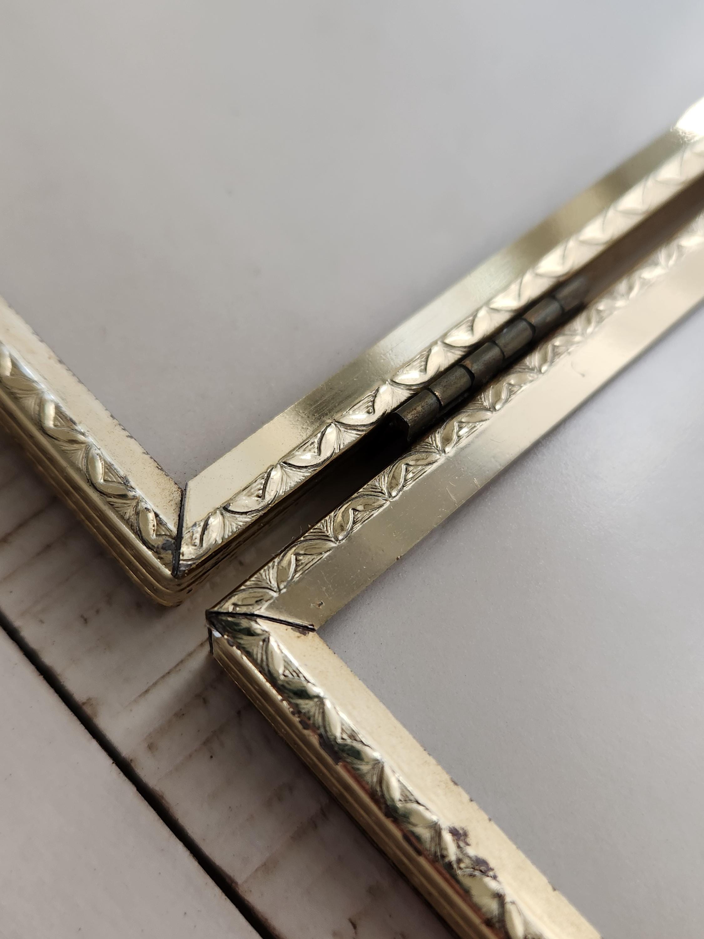 Vintage Tri-fold Hinged Brass Gold Metal Filigree Picture Frame 3 X 5 ...