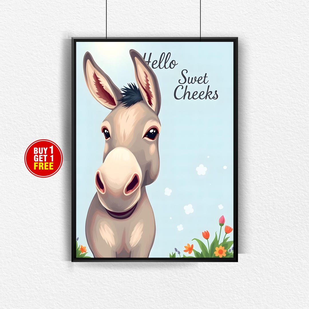 Hello Sweet Cheeks ,happy Donkey Funny Shop Decor Wall Art , Custom ...