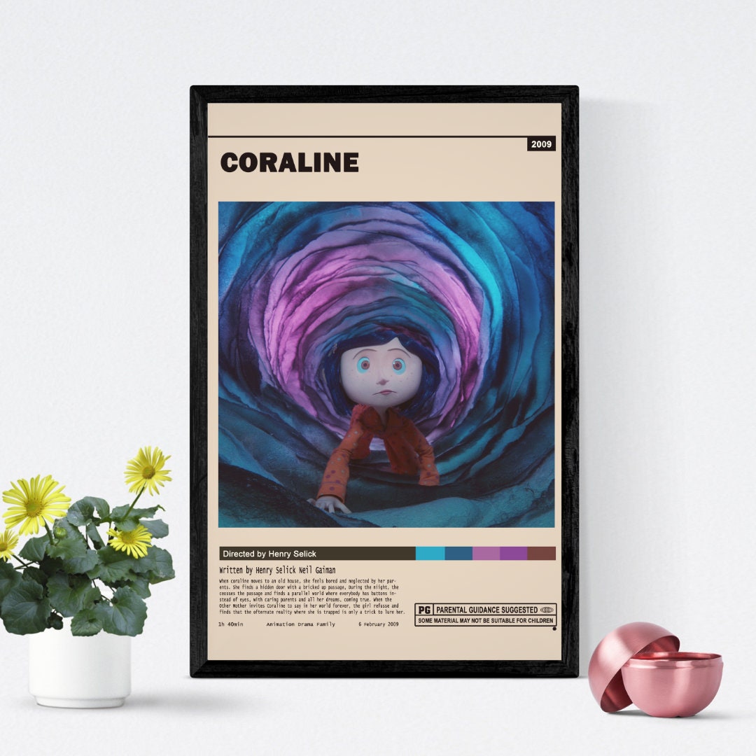 Coraline Movie Poster,vintage Retro Art Print, Custom Poster, Wall Art ...