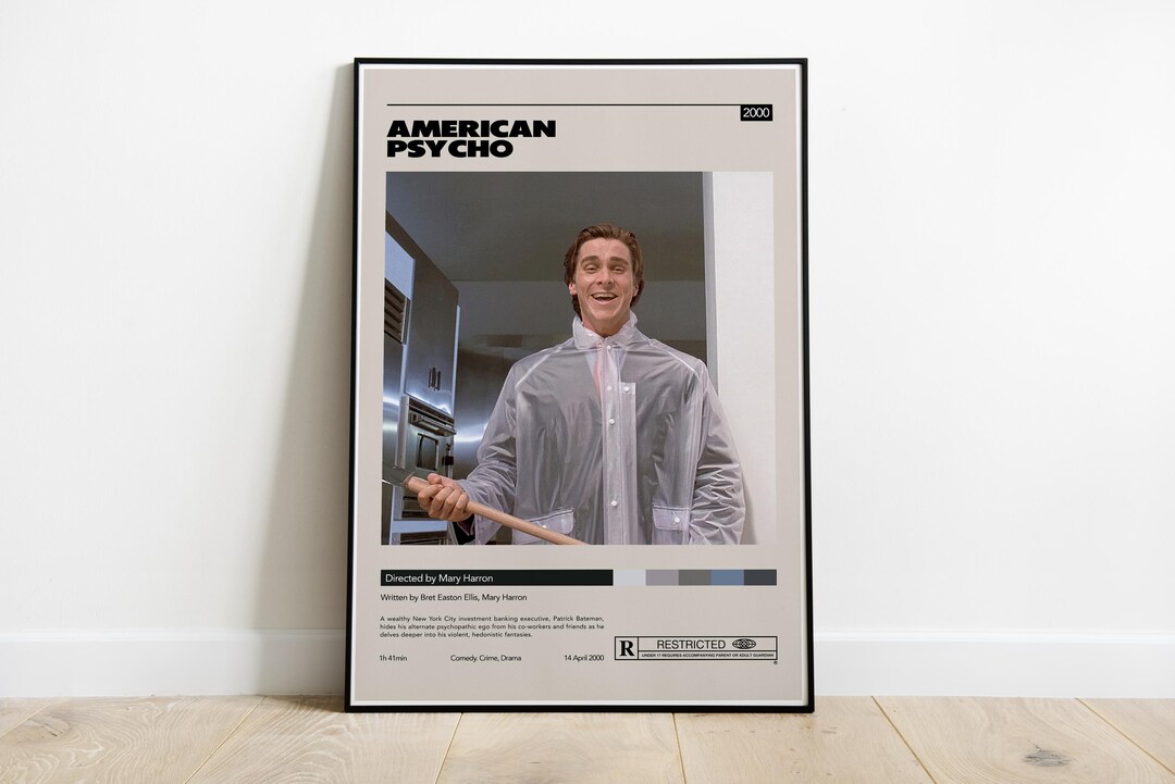 American Psycho Poster, Patrick Bateman Wall Art, Vintage Cult Movie ...