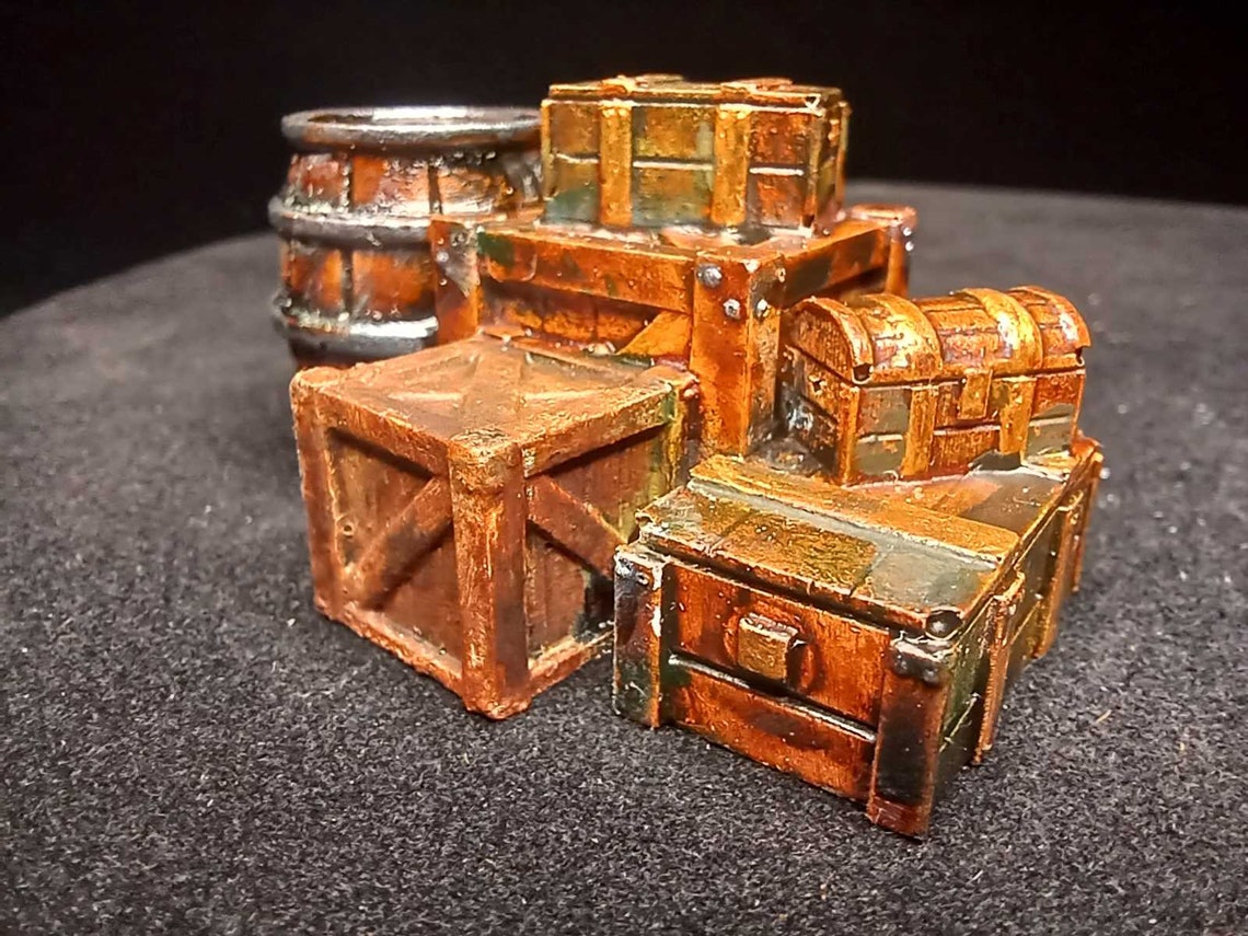 Dungeons and Dragons Painted Terrain Crates Boxes Barrel Dnd and ...