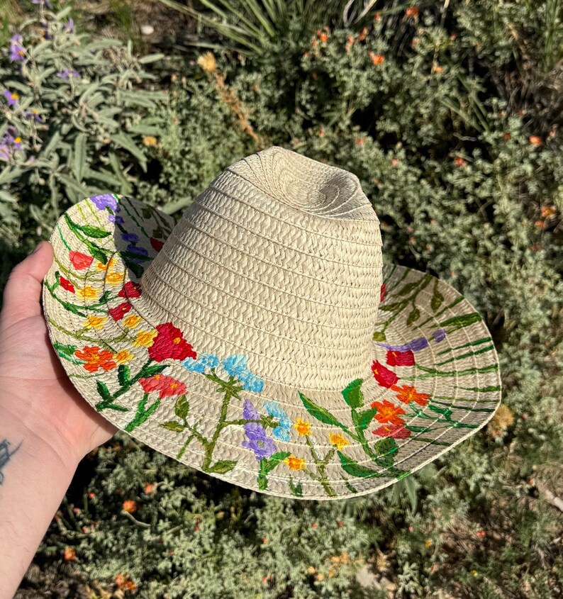 Hand Painted Wildflower Straw Hat | Wildflower | Flowers | Sun Hat | Summer Hat | - Etsy
