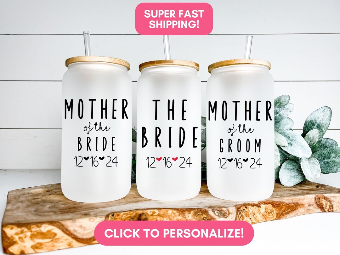 Mother of the Bride Glass Tumbler, Mother of Bride Gift Mother of the ...