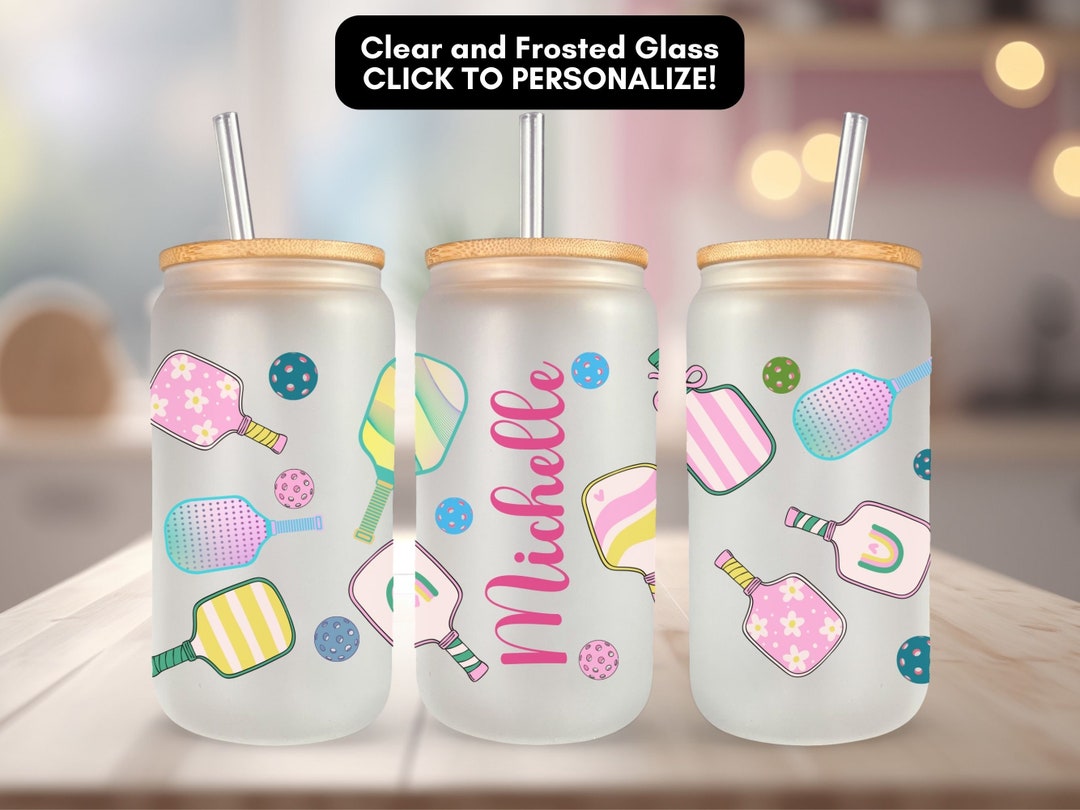 Pickleball Player Glass Tumbler, Cute Pickleball Cups Gift for ...