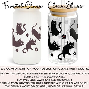 Cute Black Cat Glass Can, Black Cat Frosted Tumbler Gift for Cat Lovers ...
