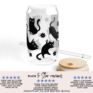 Cute Black Cat Glass Can, Black Cat Frosted Tumbler Gift for Cat Lovers ...