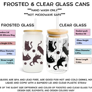 Cute Black Cat Glass Can, Black Cat Frosted Tumbler Gift for Cat Lovers ...