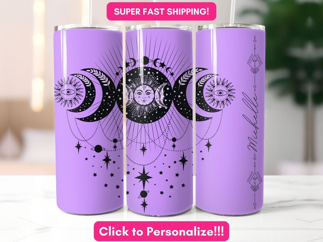 Sun and Moon Celestial Tumbler, Custom-bestie-gift Sun-and-moon Boho ...