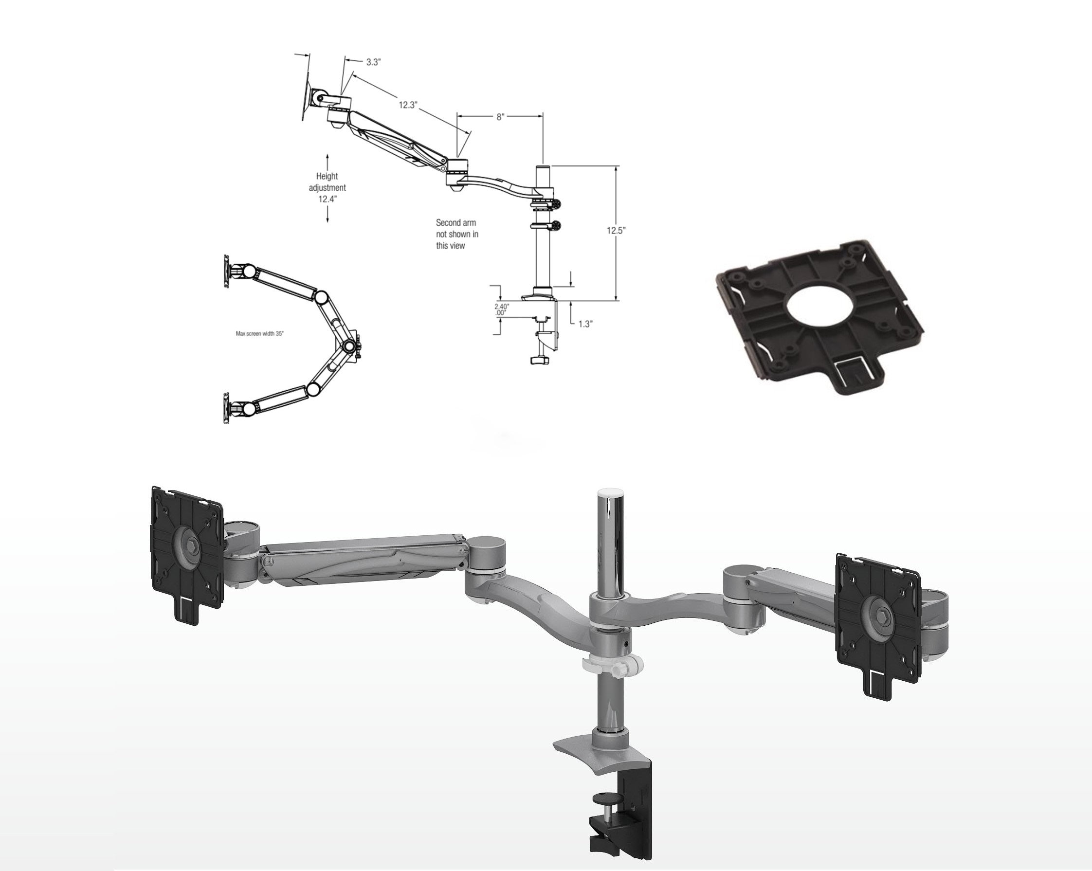 Concerto Ergonomic Double Monitor Arm - Etsy