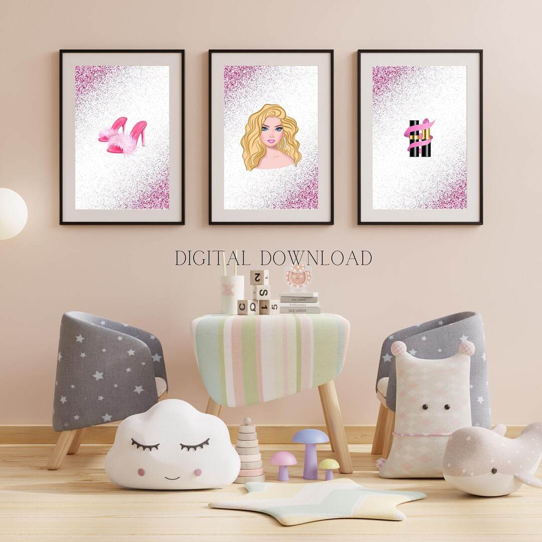 Set of 3 Barbie Wall Art,barbie Printable Wall Art,modern Barbie,barbie ...