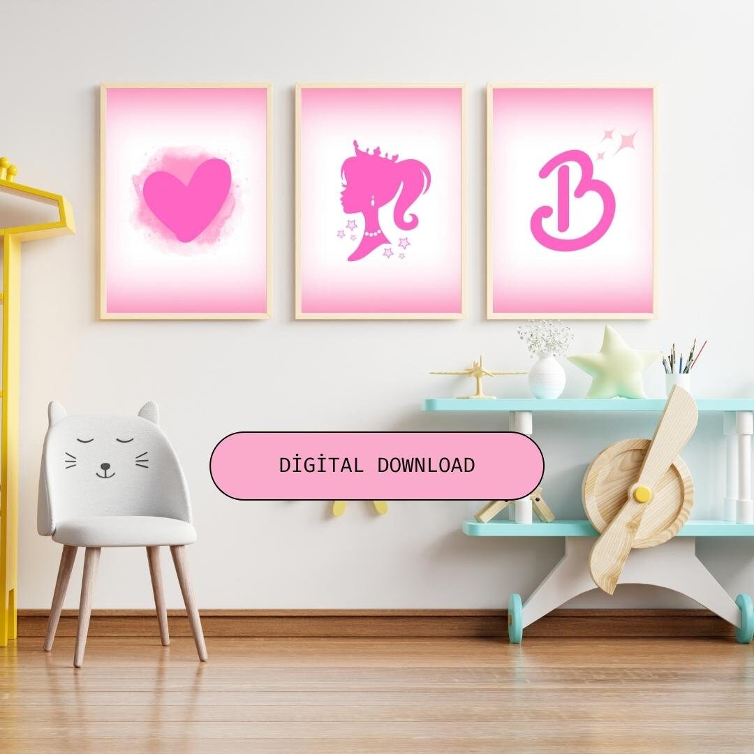 Barbie Set of 3 Wall Prints / Barbie Girls Bedroom Decor / Girls ...