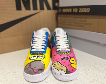 The Simpsons Nike Air Force 1 Mid Custom Shoes Hand Painted Shoes Bart ...