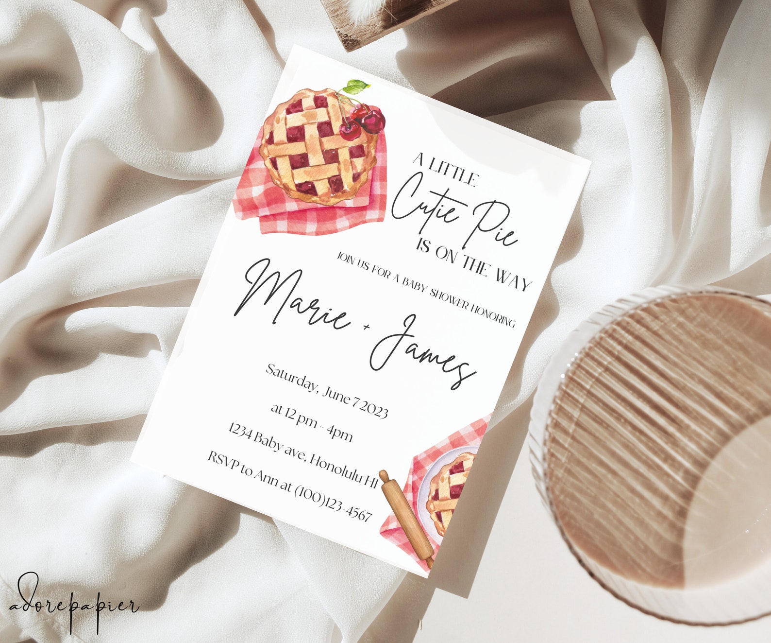 Editable Cutie Pie Baby Shower Invitation Template Bundle for - Etsy