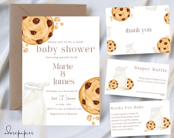 Editable Baby Shower Invitation, Cookies & Milk Baby Shower, Cookies ...