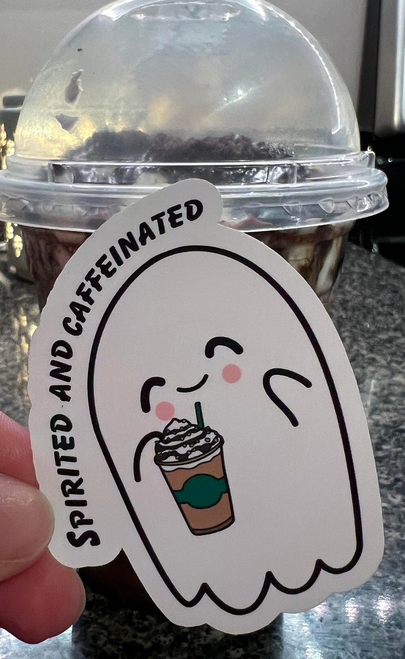 HALLOWEEN AESTHETIC| Ghost Coffee Sticker "spirited and Caffeinated ...