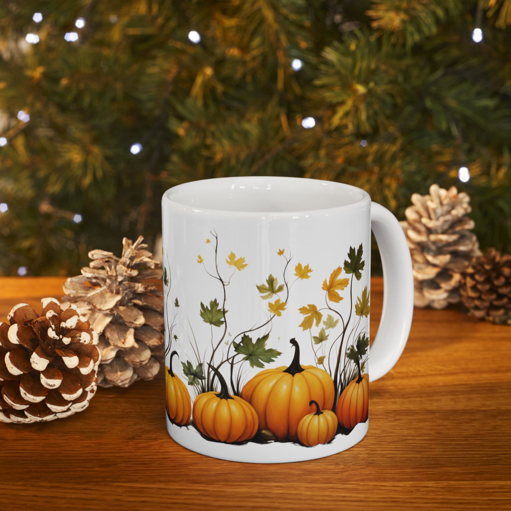 Watercolor Pumpkin Fall Mug , Fall-themed Ceramic Mug, Autumn Coffee ...