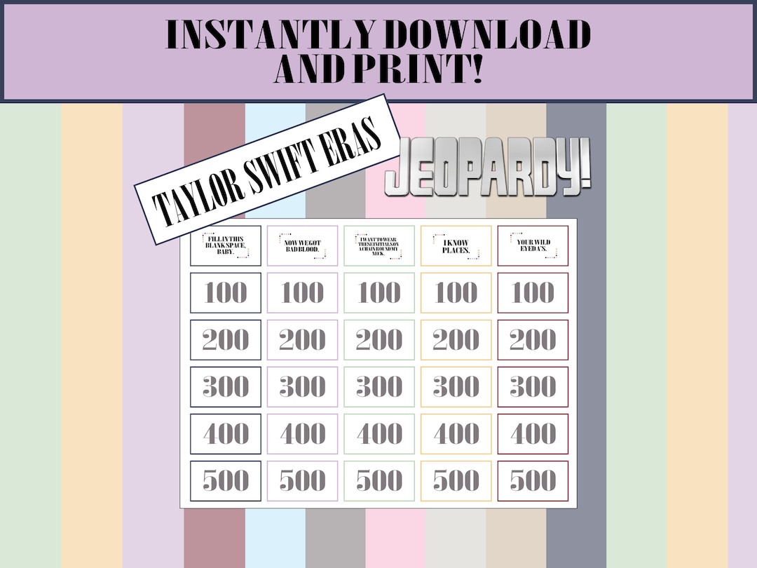 Taylor Swift Jeopardy Taylor Swift Trivia Eras Tour Taylor Swift ...