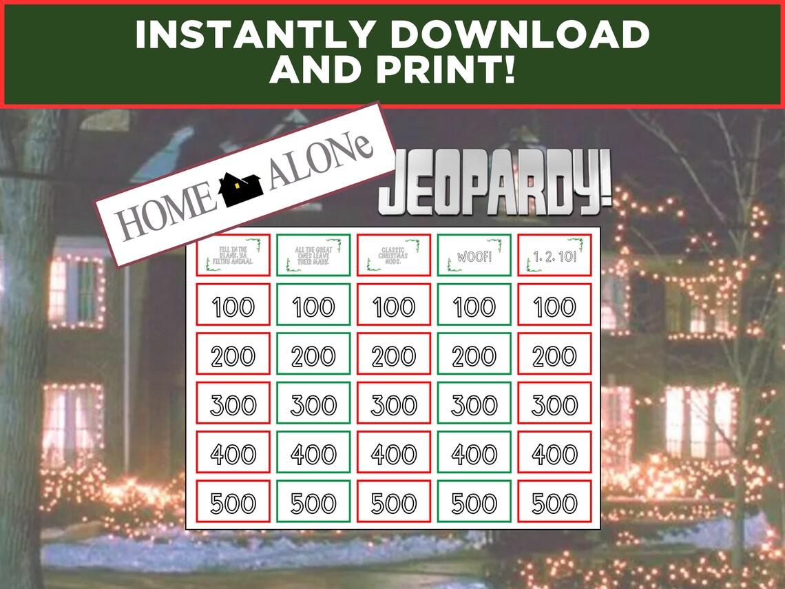 Home Alone Movie Jeopardy - Movie Trivia Christmas Game - Christmas ...