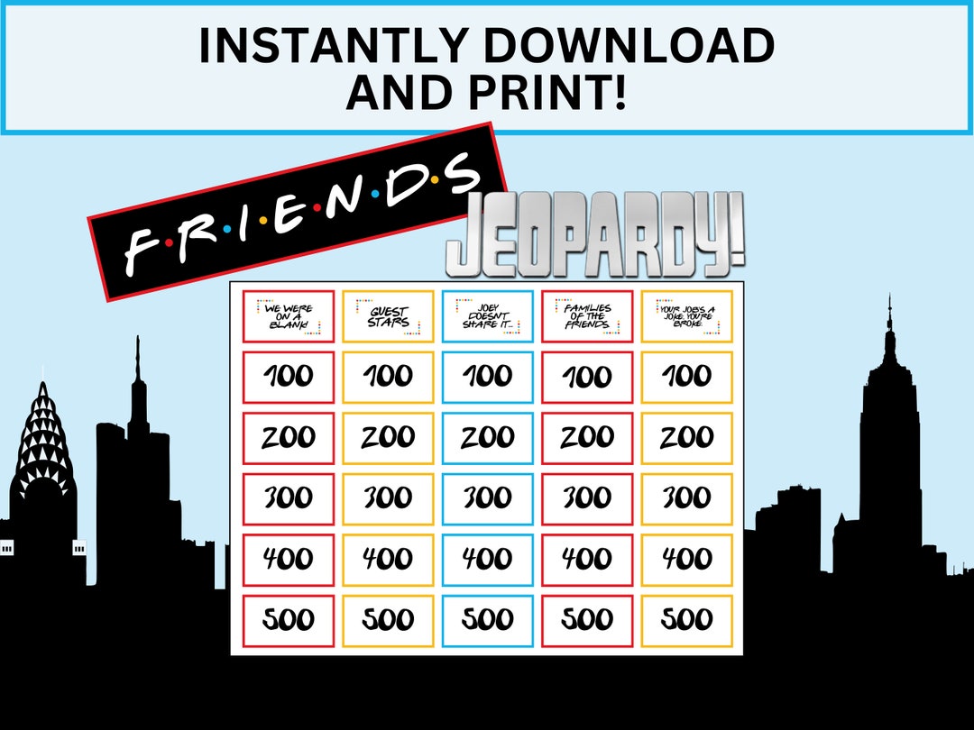 Friends TV Show Jeopardy - TV Trivia Game - Printable Game - Galentines ...