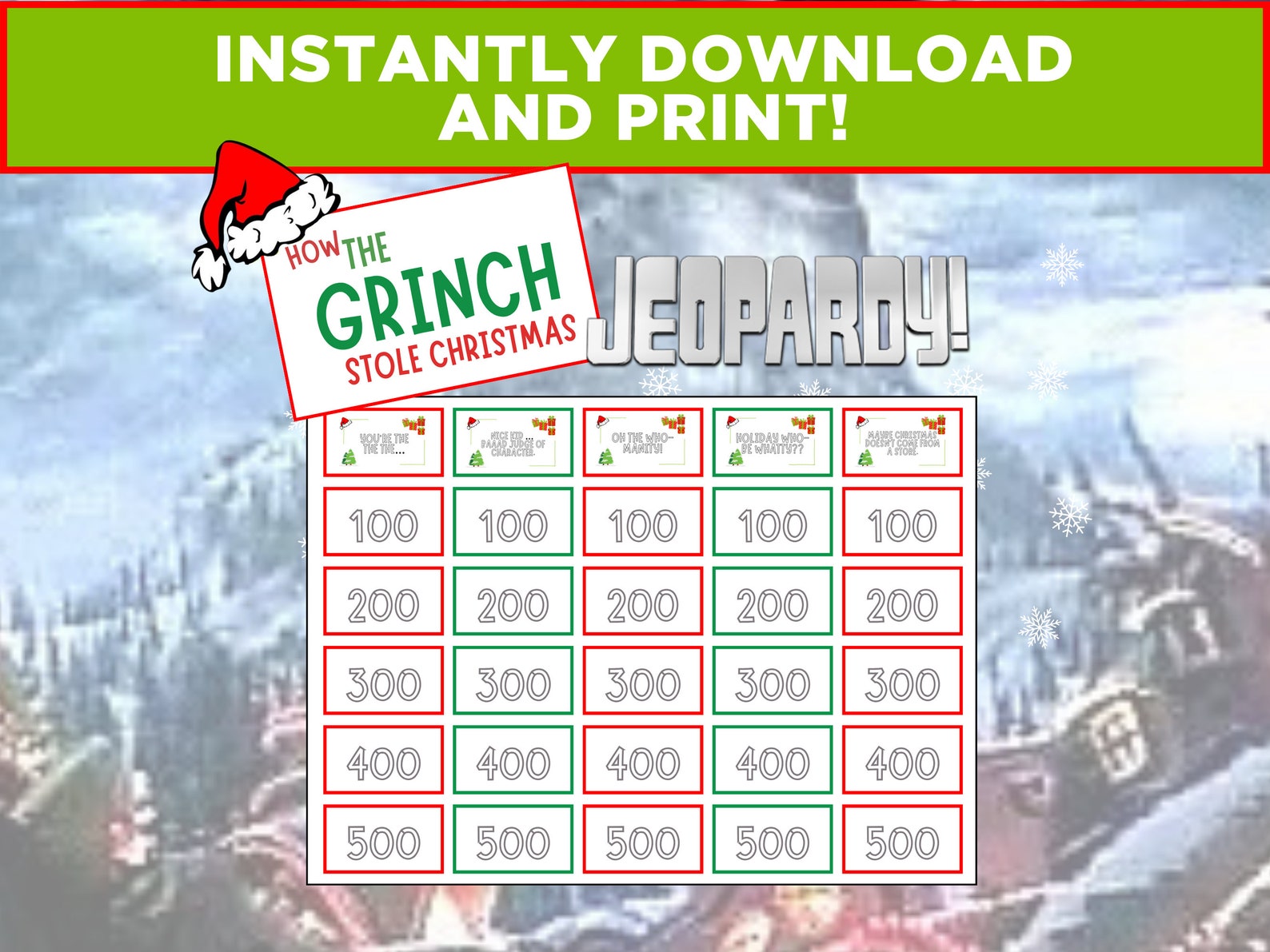 How the Grinch Stole Christmas Movie Jeopardy - Movie Trivia Christmas ...
