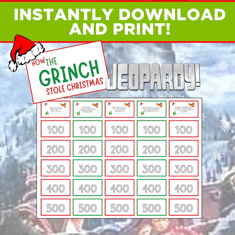 Christmas Movie Jeopardy - Etsy