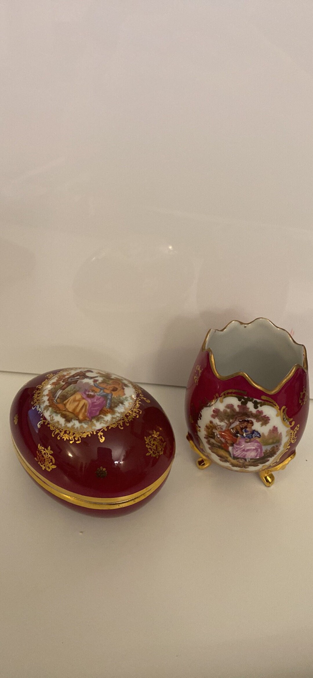 Limoges Maroon and Gold Porcelain Egg Vase and Trinket Box - Etsy