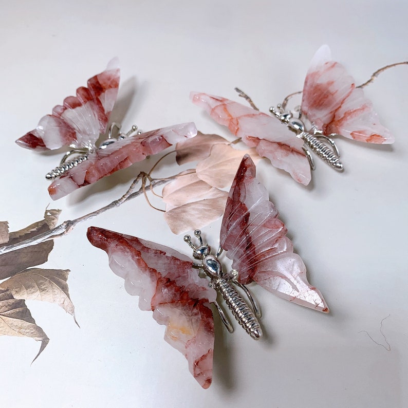 Natural Fire Quartz Butterfly,crystal Butterfly,butterfly Decor,home ...