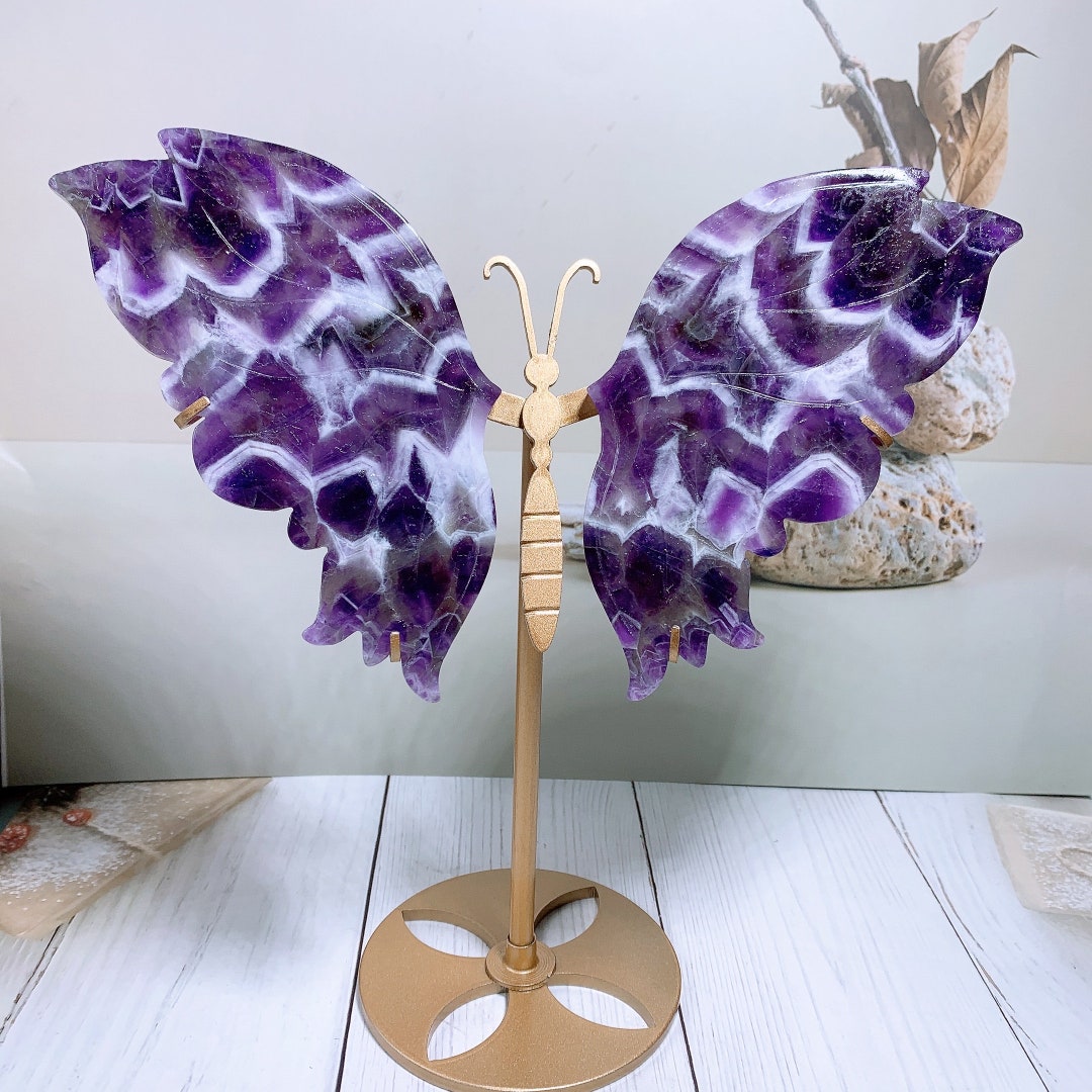 Natural Big Amethyst Butterfly Wings,crystal Butterfly Wings With Stand ...
