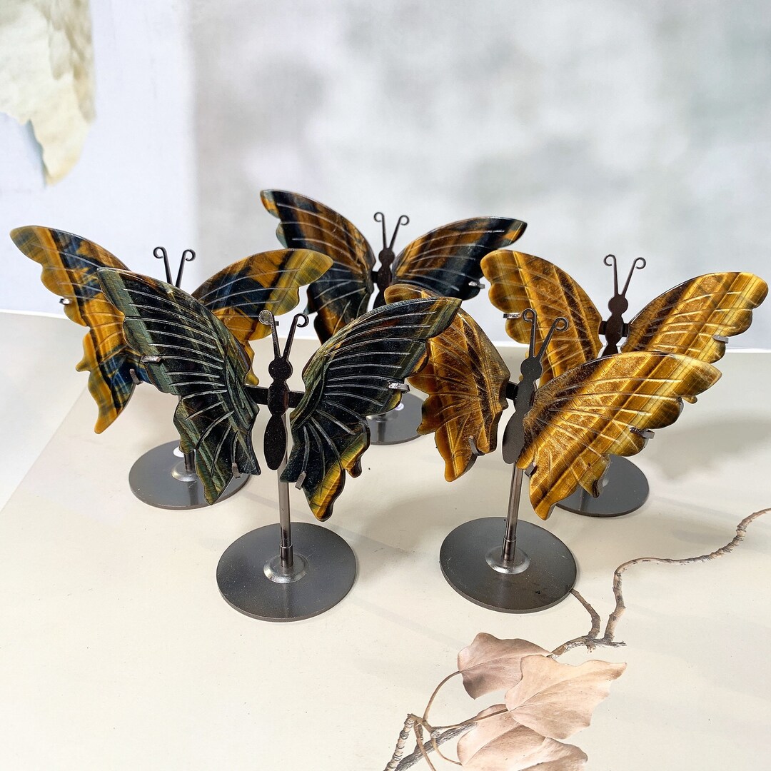 Natural Tiger Eye Butterfly,crystal Butterfly With Free Stand,wings ...