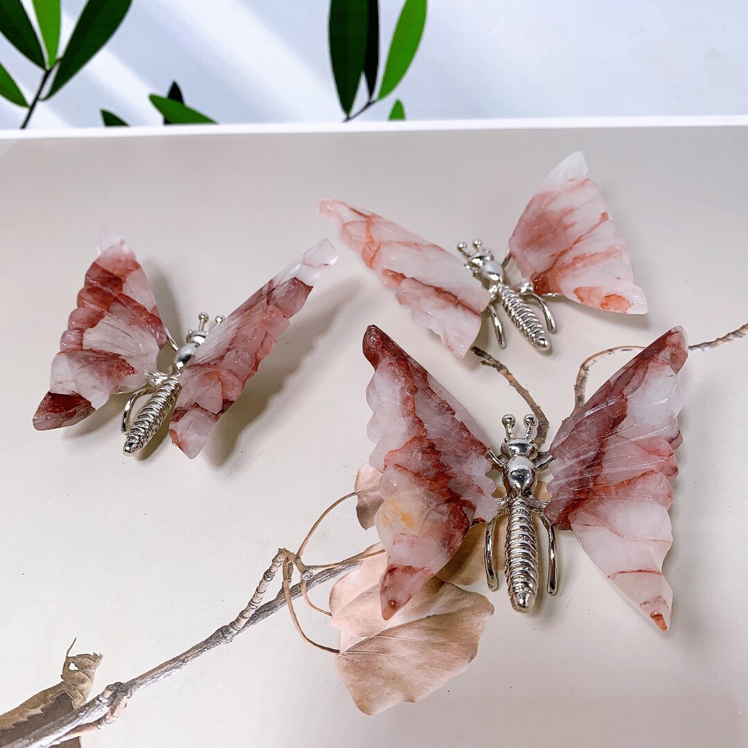 Natural Fire Quartz Butterfly,crystal Butterfly,butterfly Decor,home ...