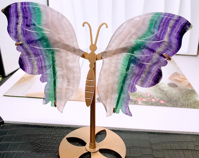Natural Fluorite Butterfly Wings,crystal Butterfly Wings With Stand ...