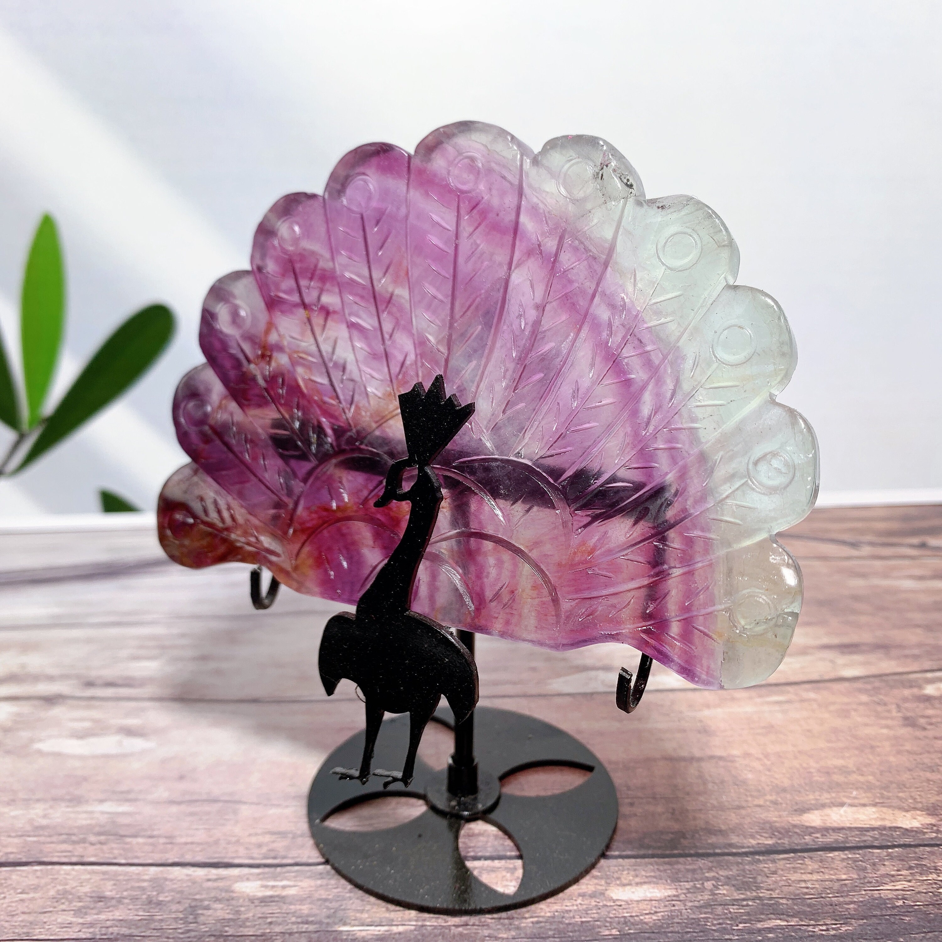 Pink Fluorite Peacock Wings,crystal Peacock Wings With Stand,crystal ...