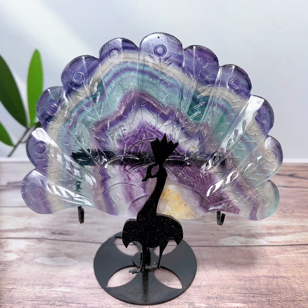 Pink Fluorite Peacock Wings,crystal Peacock Wings With Stand,crystal ...