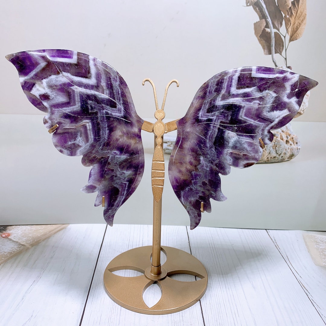 Natural Big Amethyst Butterfly Wings,crystal Butterfly Wings With Stand ...