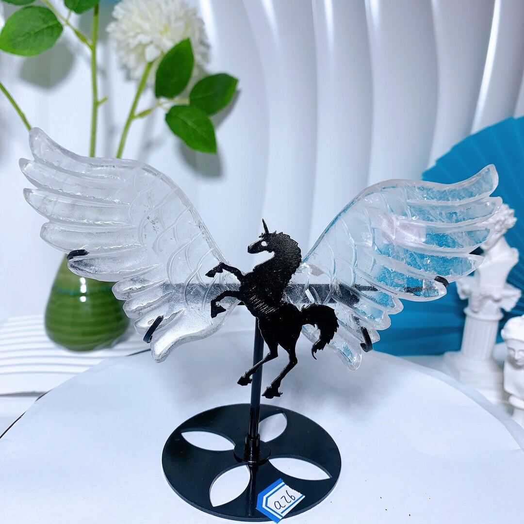4clear Quartz Unicorn Wings,crystal Unicorn Wings With Stand,crystal ...