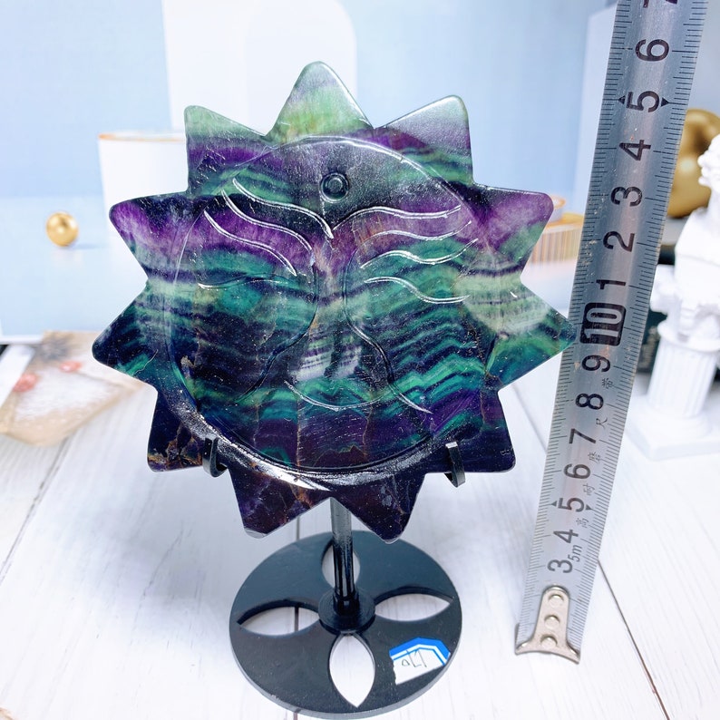 Fluorite Sunflower With Stand,crystal Sunflower Ornament,crystal Sun ...