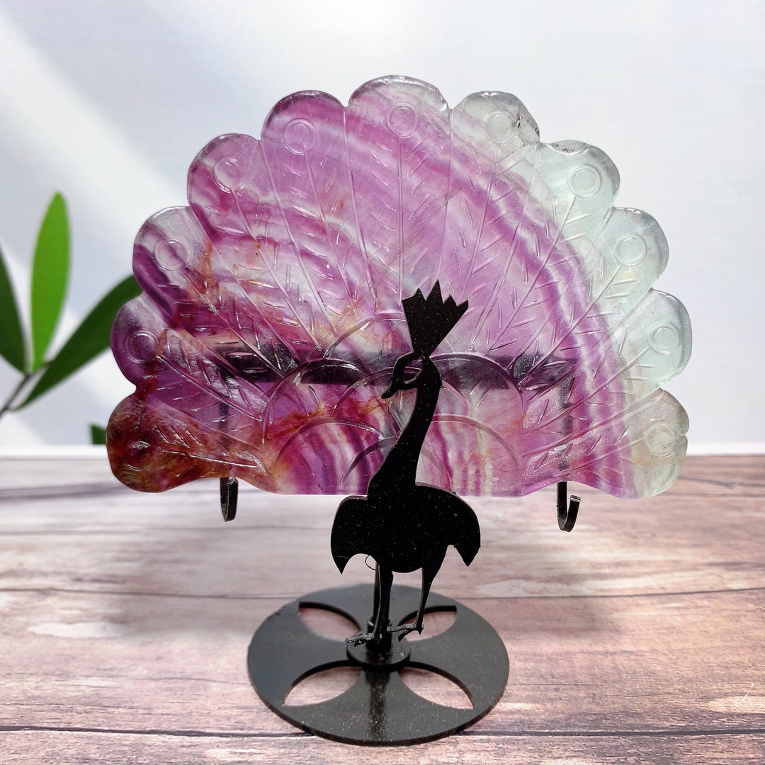 Pink Fluorite Peacock Wings,crystal Peacock Wings With Stand,crystal ...