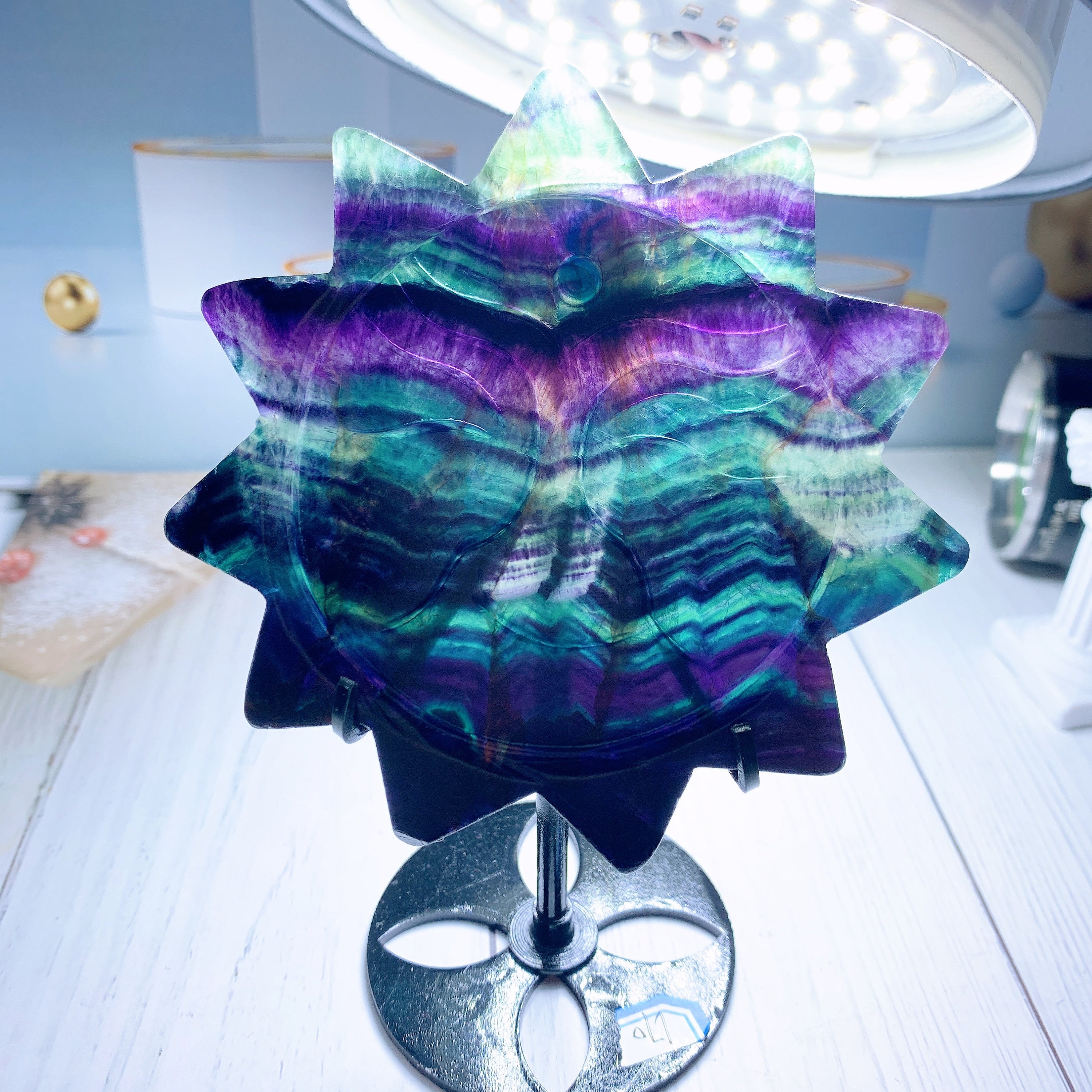 Fluorite Sunflower With Stand,crystal Sunflower Ornament,crystal Sun ...