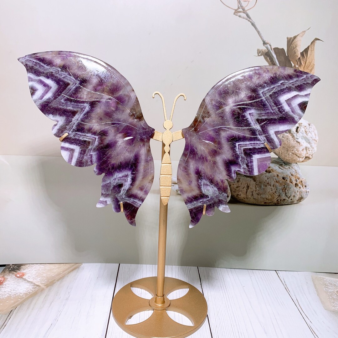 Natural Big Amethyst Butterfly Wings,crystal Butterfly Wings With Stand ...